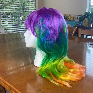 Hot Topic | Accessories | Rocker Layered Rainbow Multi Color Wig Purple ...